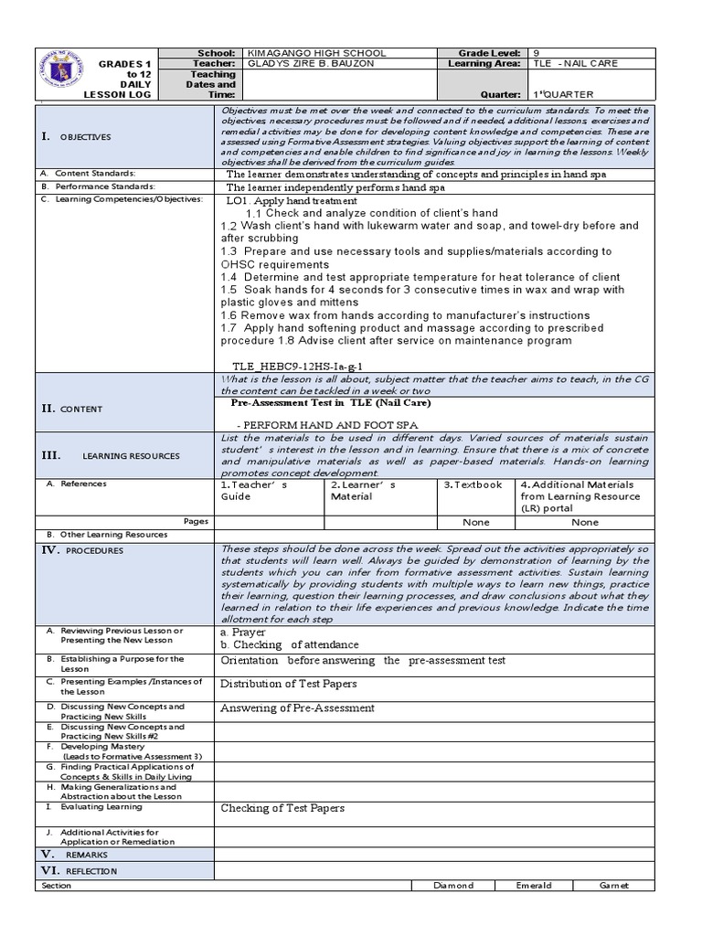 DLL - Pre Test | PDF | Learning | Cognition