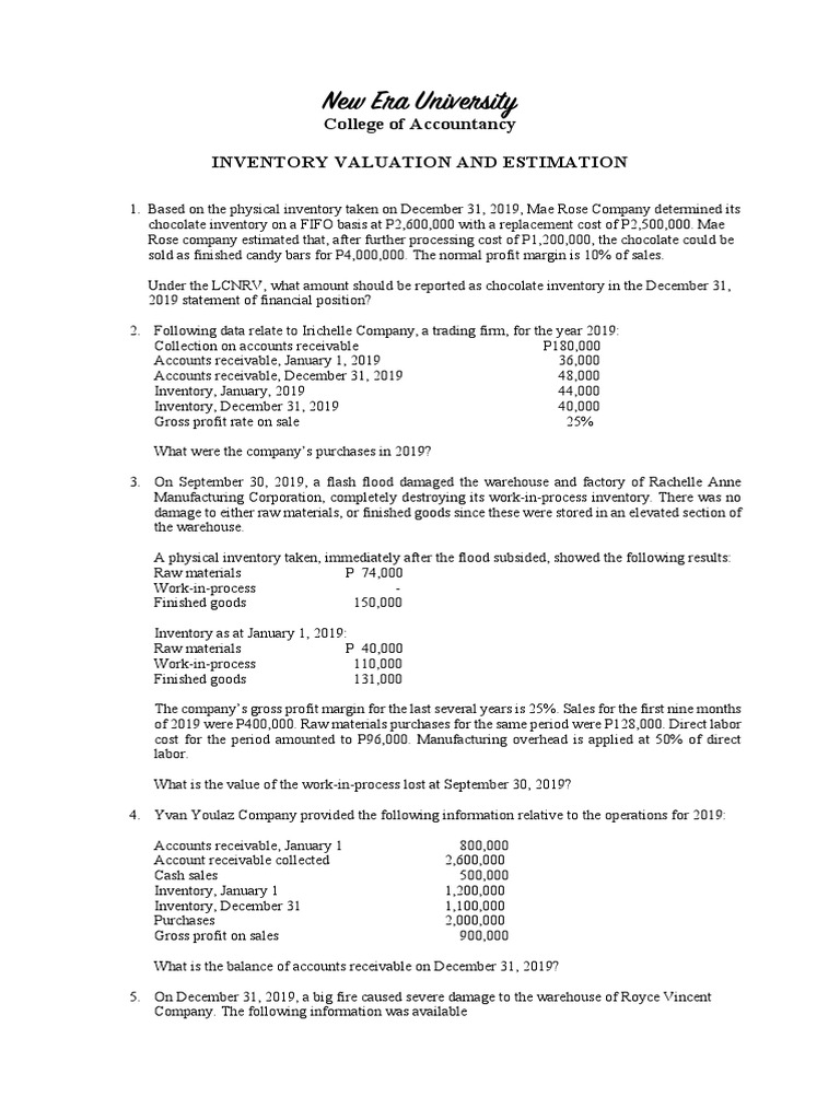 FAR - Inventory Estimation - No Ans | PDF | Inventory | Retail