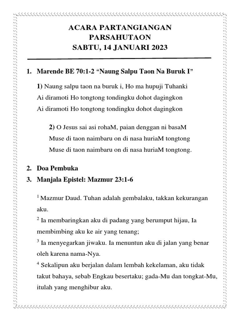 Template Acara Partangiangan | PDF