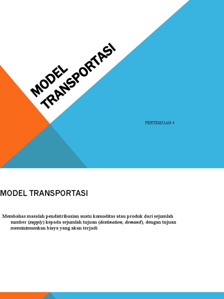 Pertemuan 4 Model Transportation Handout | PDF