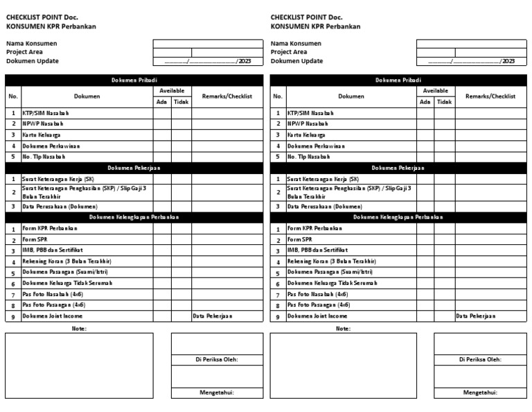 Form Checklist KPR | PDF