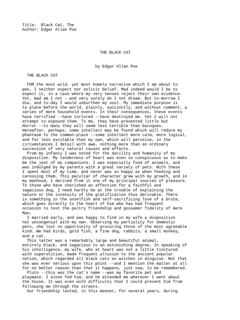 Poe, Edgar Allan - The Black Cat | PDF | Plaster | Cats