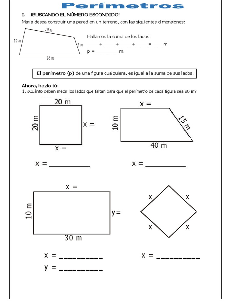 Perímetros para Cuarto de Primaria | PDF | Geometría Elemental ...