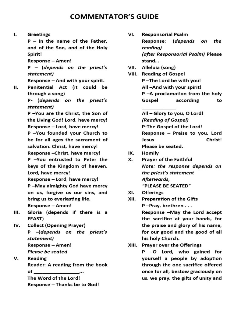 Commentator Guide | PDF | Mercy | Lamb Of God