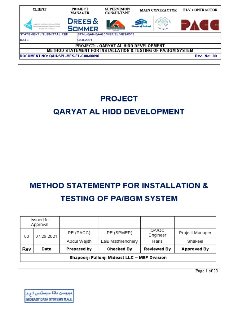 PA/BGM System Installation Methodology | PDF | Quality Assurance ...