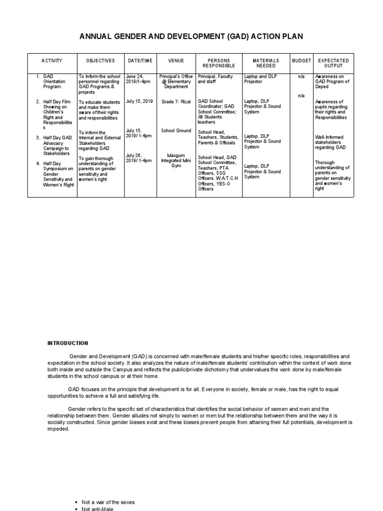 Gad-Action-Plan B | PDF | Gender | Gender Studies