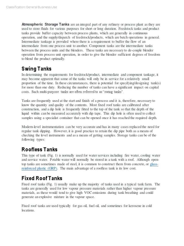Tank Components | PDF | Pressure | Water