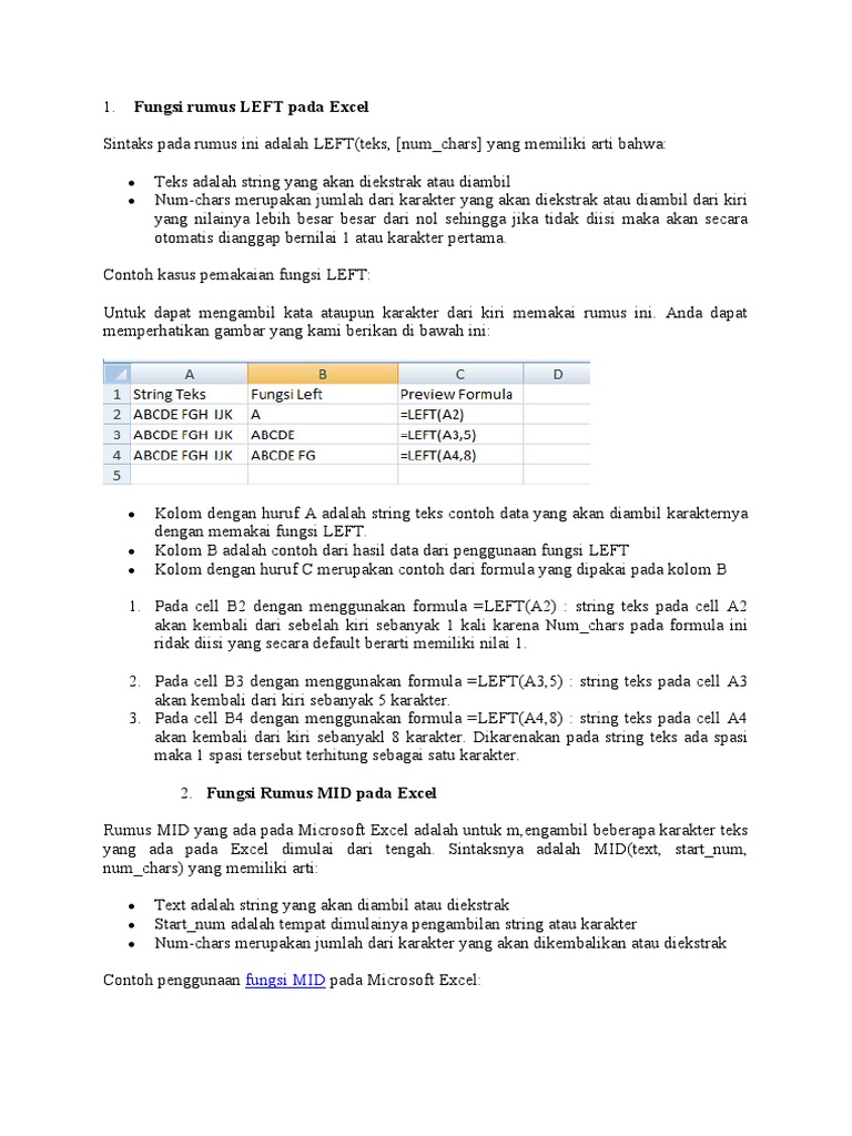 Panduan Fungsi LEFT di Excel | PDF | Seni & Disiplin Bahasa