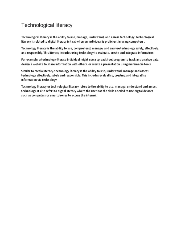 Technological Literacy | PDF