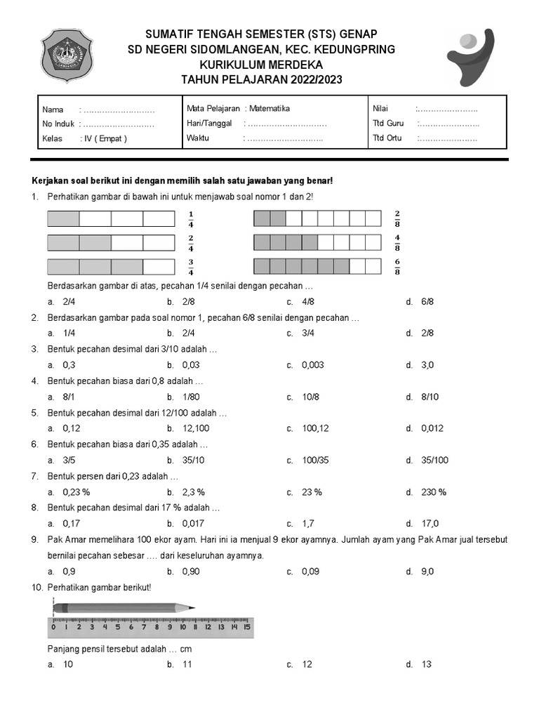 Sts Matematika Semester Genap CP Baru | PDF