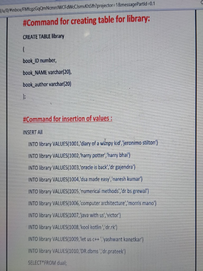 Library Dbms | PDF | Computer Programming | Sql Library Dbms | PDF | Computer Programming | Sql