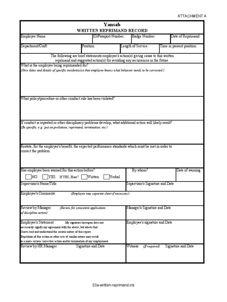 03a Written Reprimand | PDF