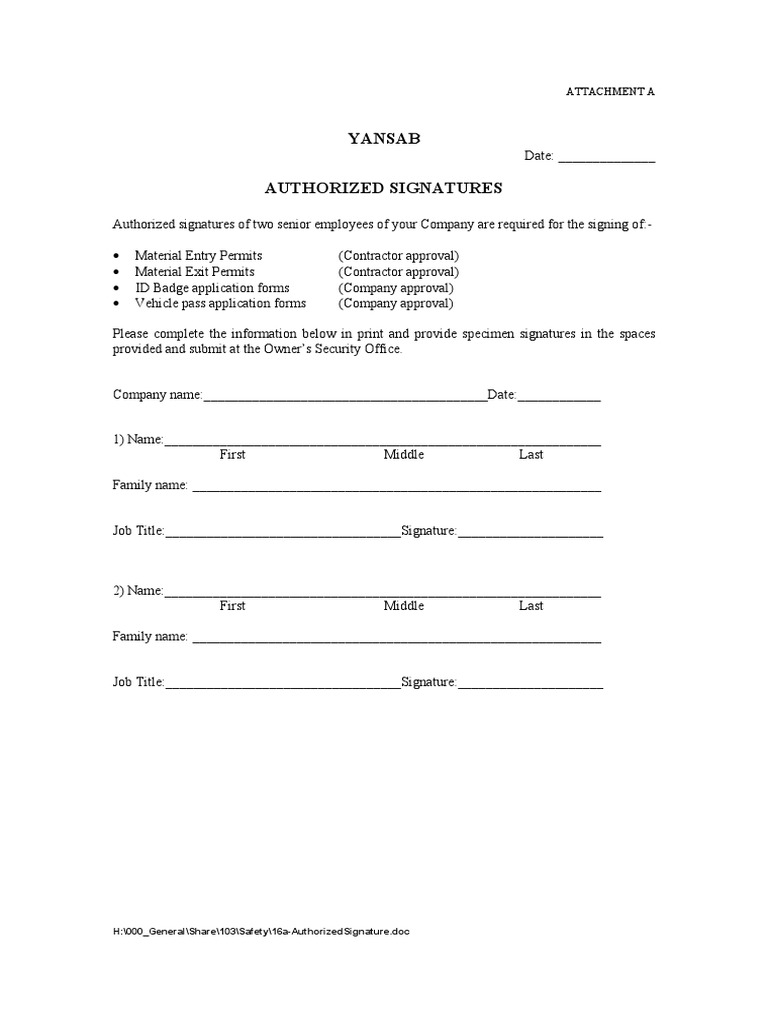 Authorized Signature Requirements | PDF