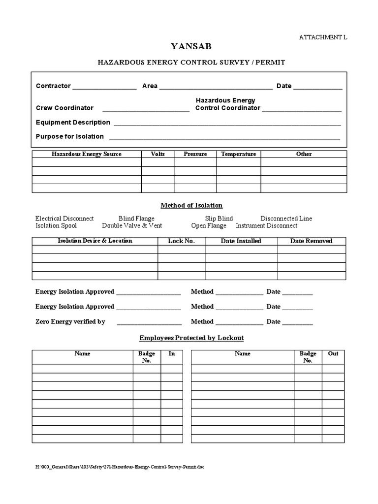 Osha Hazardous Energy Control