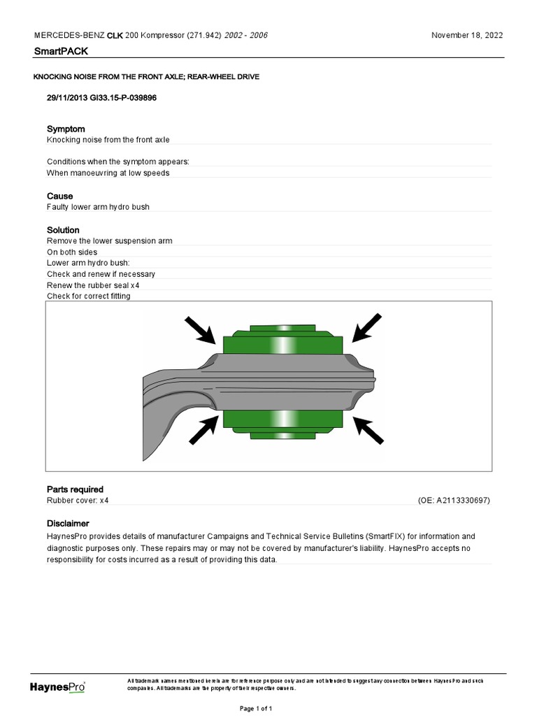 Mercedes w209 CLK Kompressor Front Acle Sound | PDF
