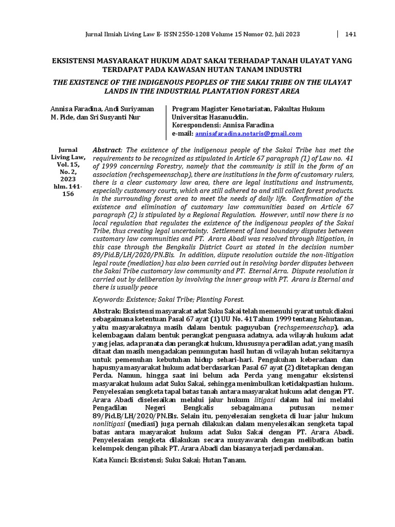 Vol15 No2 5 Anissa Faradina Pdf Sources Of Law Indonesia