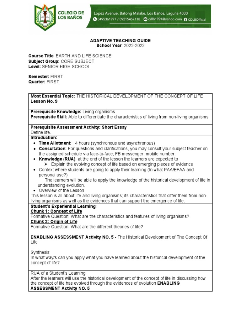 Adaptive Teaching Guide for EALS | PDF | Wellness | Science & Mathematics