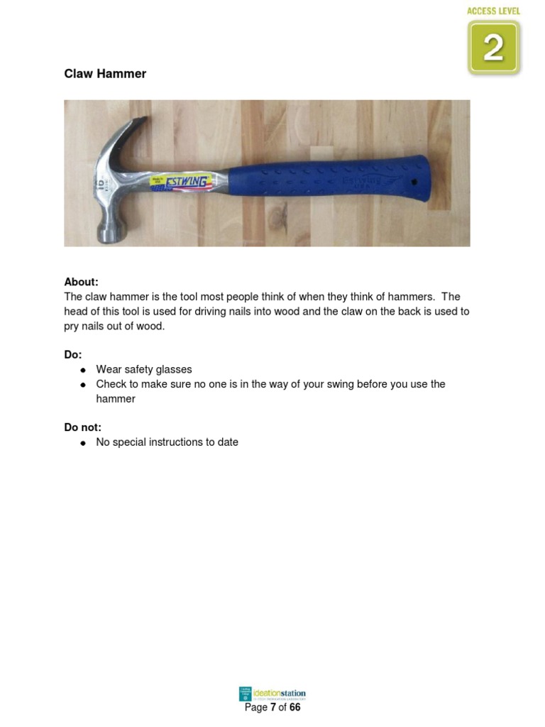 Claw Hammer: Uses and Safety Tips | PDF | Home & Garden | Self-Improvement