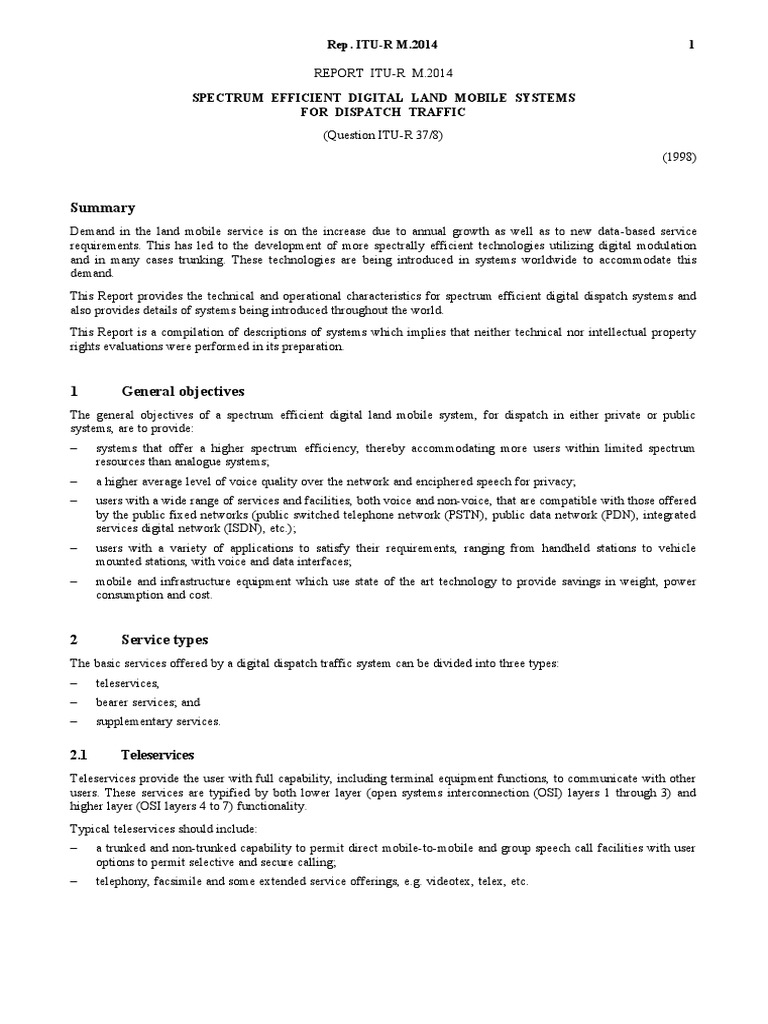 R Rep M.2014 1998 MSW e | PDF | Channel Access Method | Osi Model