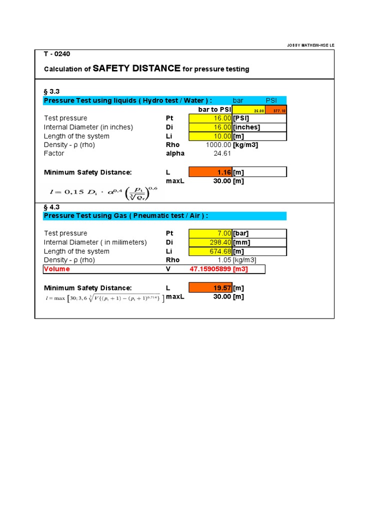 Pressure Testing Safe Distance | PDF
