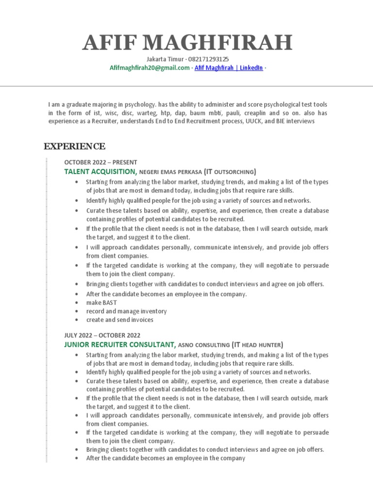 Contoh CV | PDF | Recruitment | Behavioural Sciences
