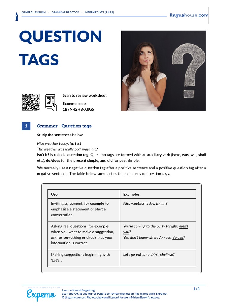 Question Tags British English Student | PDF | Question | Syntax
