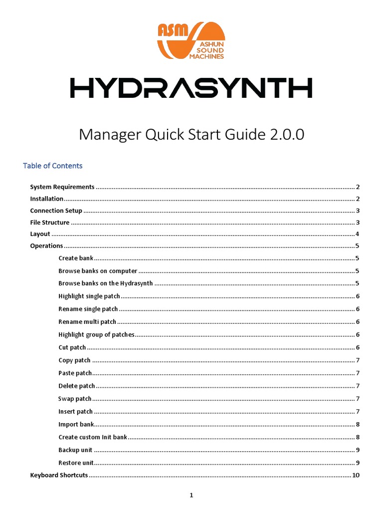 Hydrasynth Manager Quick Start Guide | PDF | Installation (Computer ...