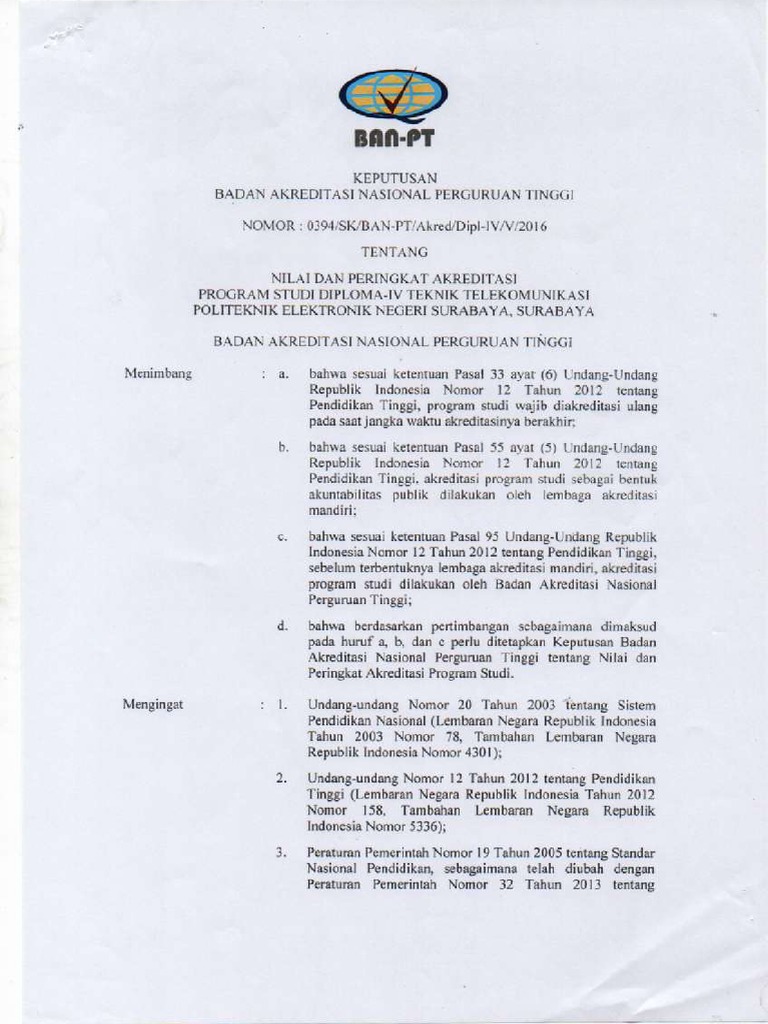 SK BAN PT D4 Telkom 12 Mei 2016 12 Mei 2021 Compressed | PDF