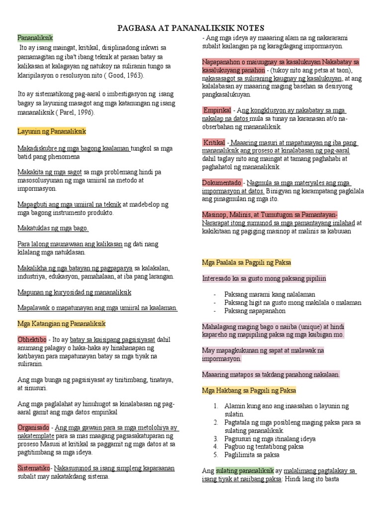 Pagbasa Full Notes Pytha | PDF