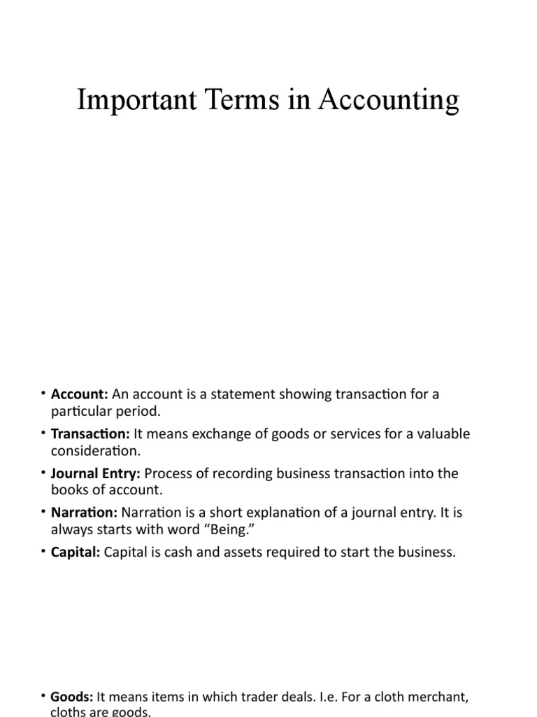 Basic Terms in Accounting | PDF | Expense | Debits And Credits