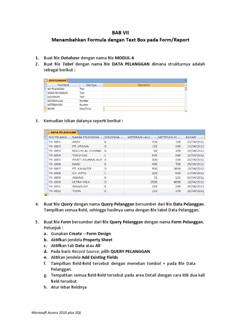 P9 YPW MS Access+SQL | PDF