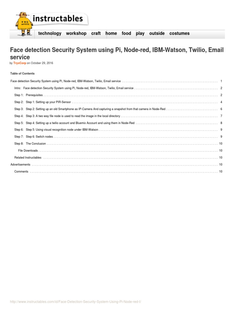 Face Detection Security System Using Pi Node Red I | PDF | Raspberry Pi | Computing