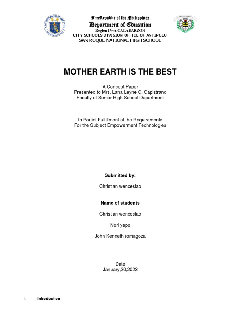 Concept Paper Template | PDF | Human Impact On The Environment ...
