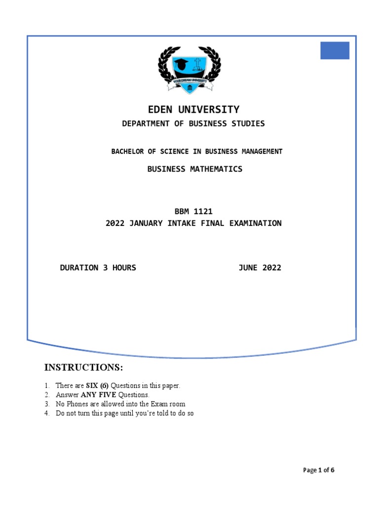 BBM 1121 Final Exam 2022 S1 | PDF | Demand | Profit (Economics)