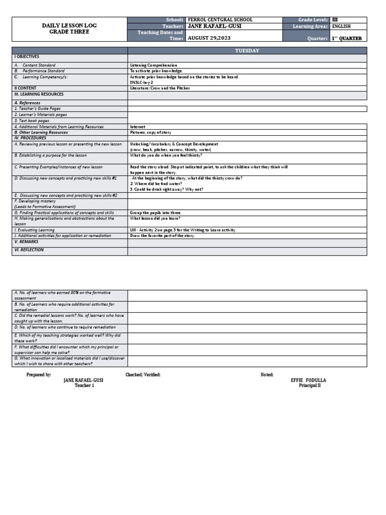DLL - English 3 - Q1 - W1 | PDF | Learning | Cognition
