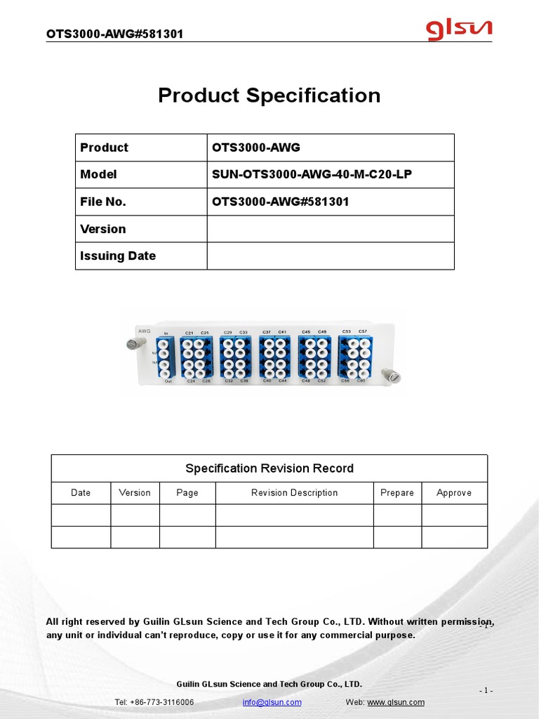 Ots3000 Awg Array Waveguide Grating System Data Sheet 581301 | PDF