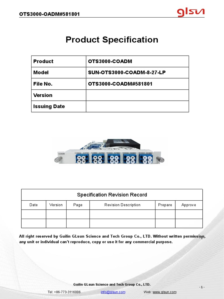 OTS3000 Coadm Optical Add Drop Multiplexer Data Sheet 583001 | PDF ...