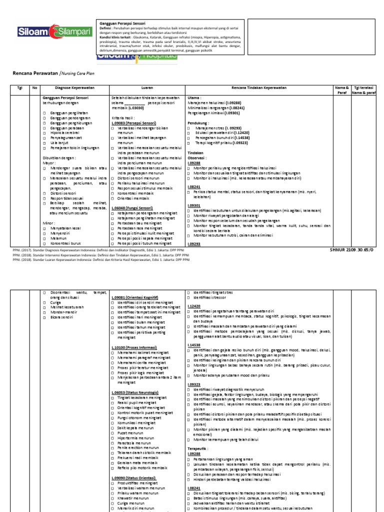 FORM-SHG-NUR-30.65 Formulir NCP Gangguan Persepsi Sensori - Rev00 - 01092021 | PDF