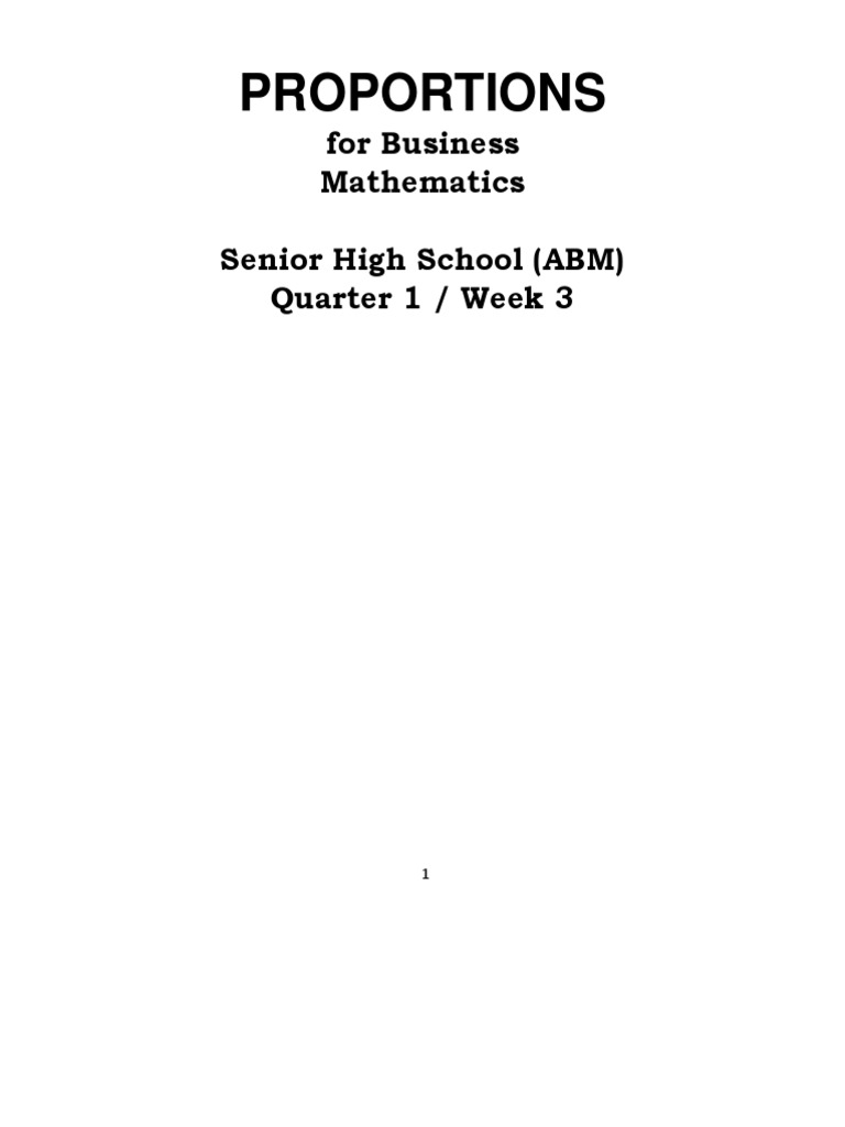 Math 11 ABM BUSMATH Q1 Week 3 | PDF | Ratio | Mathematics