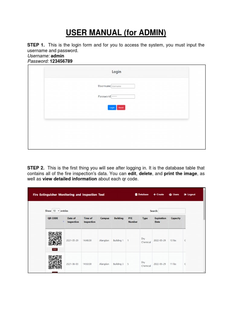 PFE Monitoring System (USER MANUAL) | PDF | User (Computing) | Qr Code