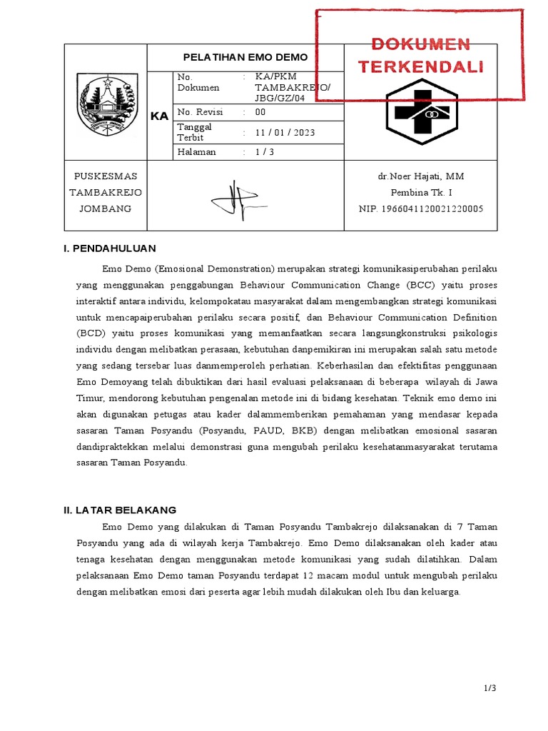 Kak Pelatihan Emo Demo 2023 | PDF