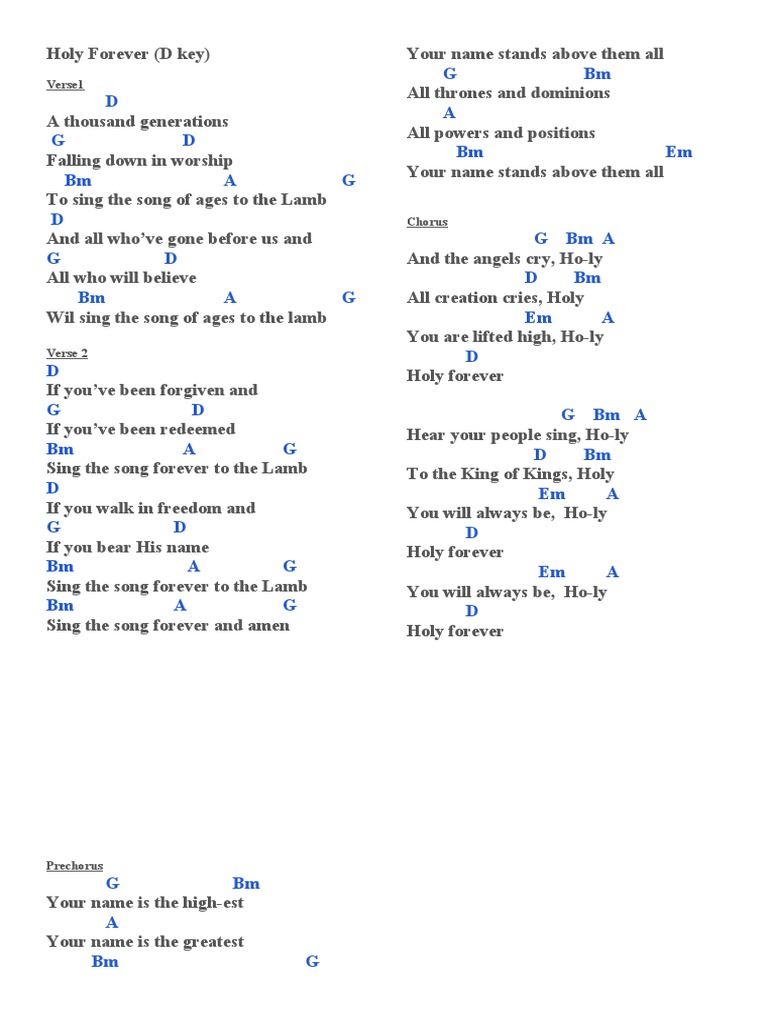 Holy Forever Chords in D Key | PDF