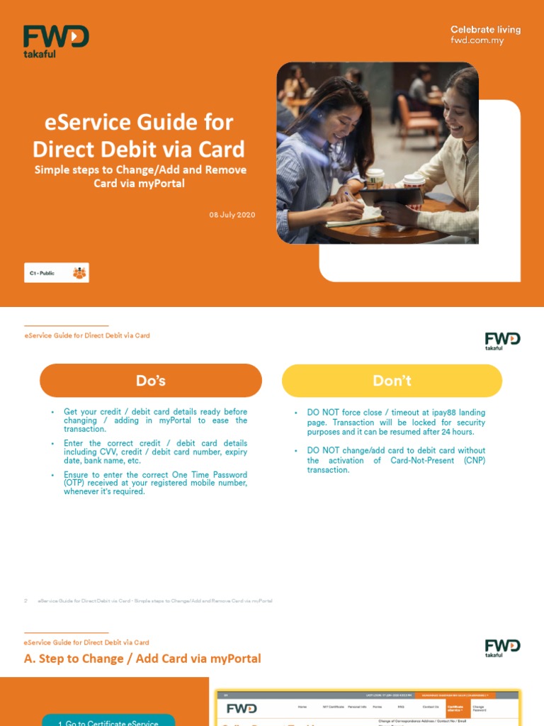 Eservice Guide For Direct Debit Via Card | PDF | Finance & Money Management