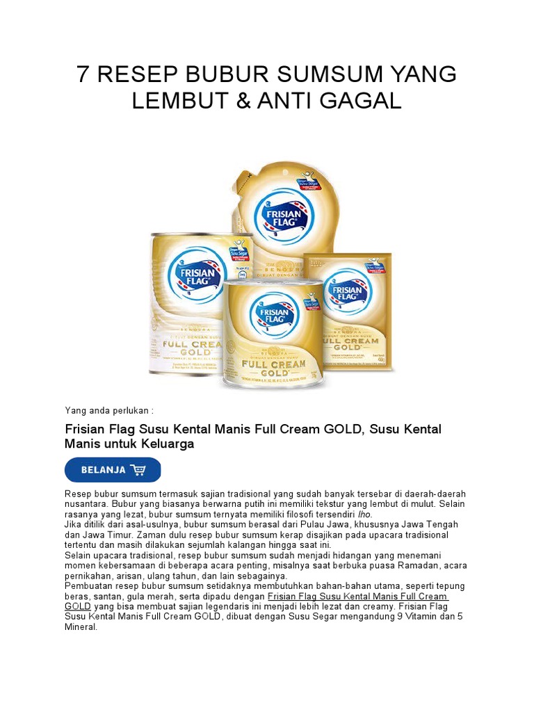 Resep Bubur Sumsum Lembut & Praktis | PDF | Memasak, Makanan, & Anggur