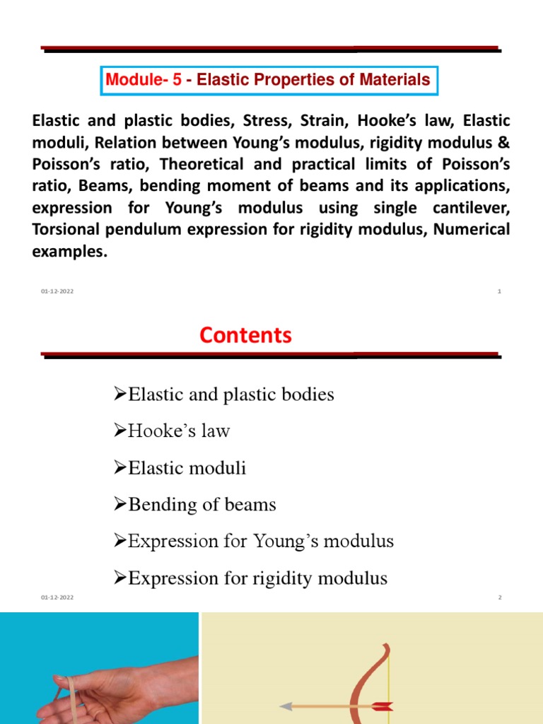 Unit 5-Elasticity | PDF | Deformation (Engineering) | Elasticity (Physics)