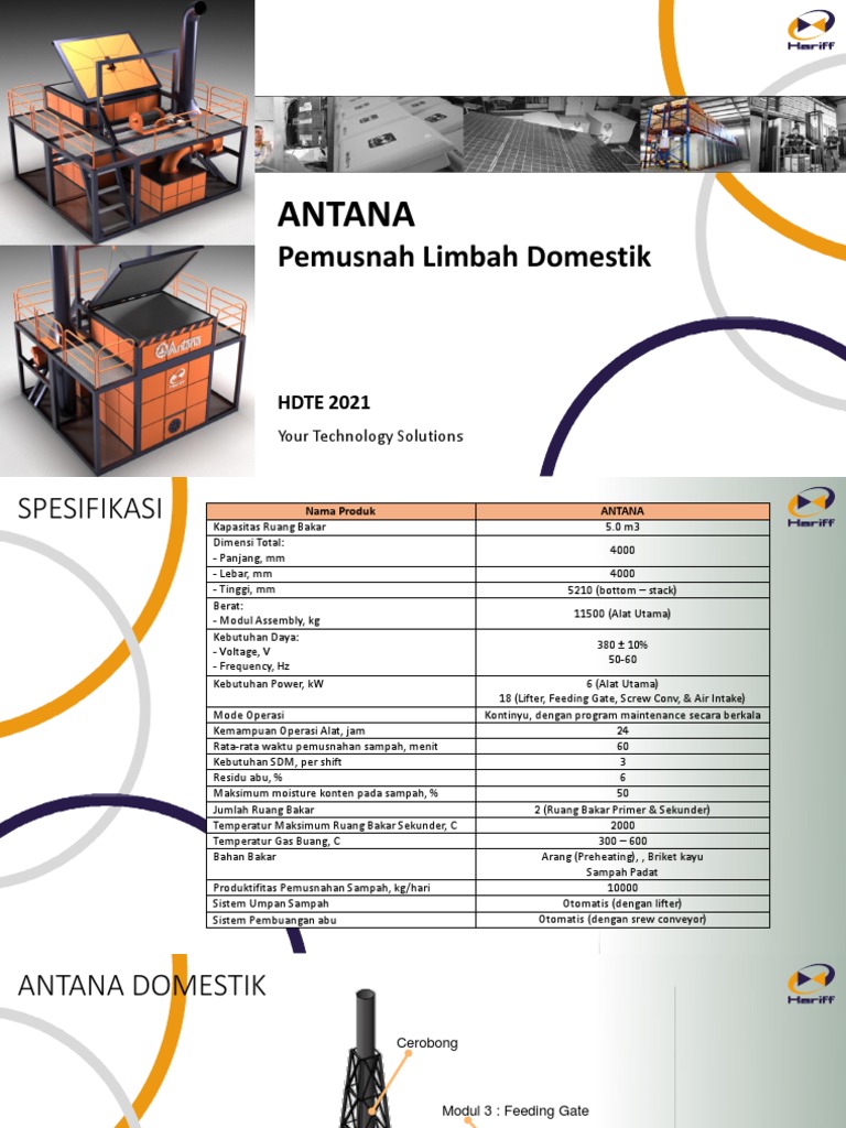 Antana Pemusnah Limbah Domestik (Teknologi Ramah Lingkungan) - PT Hariff Dte-1 | PDF