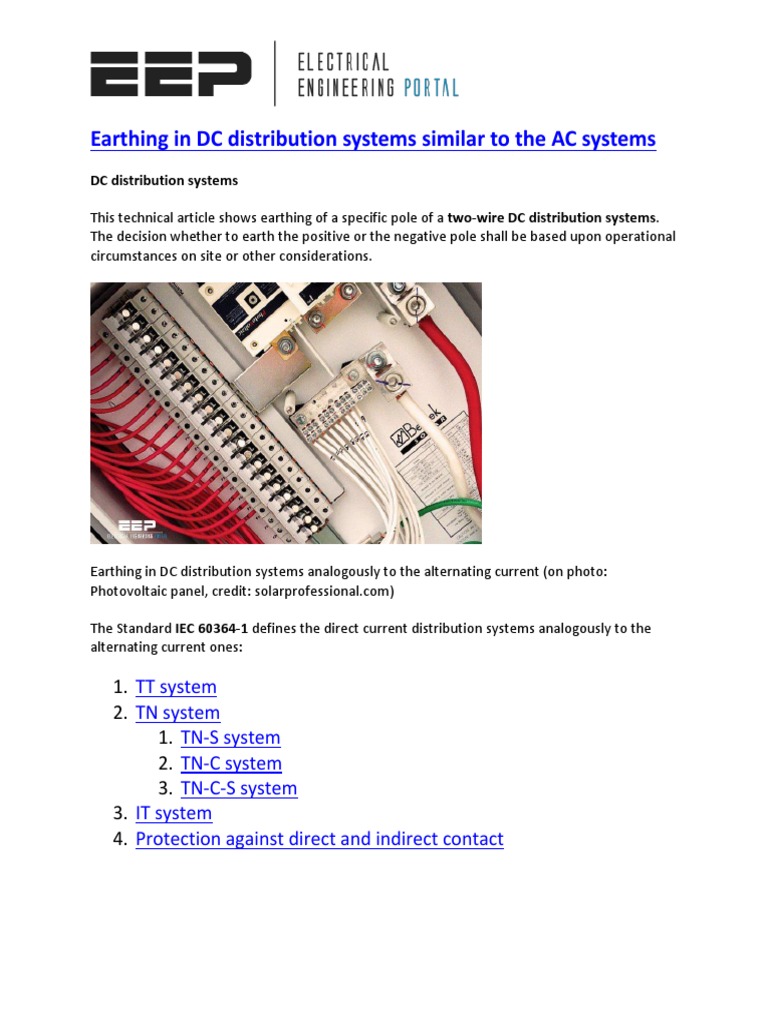 DC Distribution Earthing Systems Guide | PDF