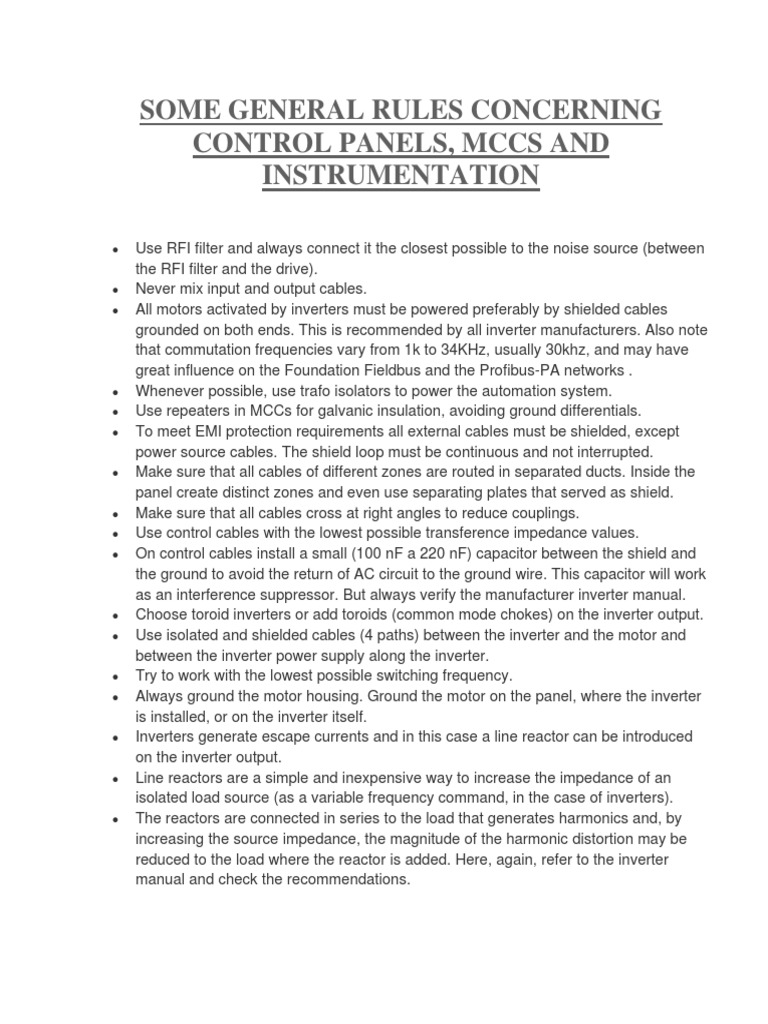 Some General Rules Concerning Control Panels Grounding | PDF | Power ...