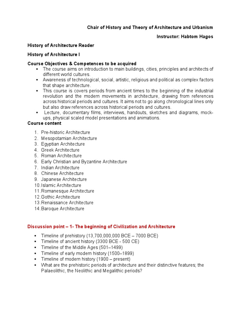 EiABC - History of Architecture I - Reader - Mr. Habtom Hagos | PDF ...