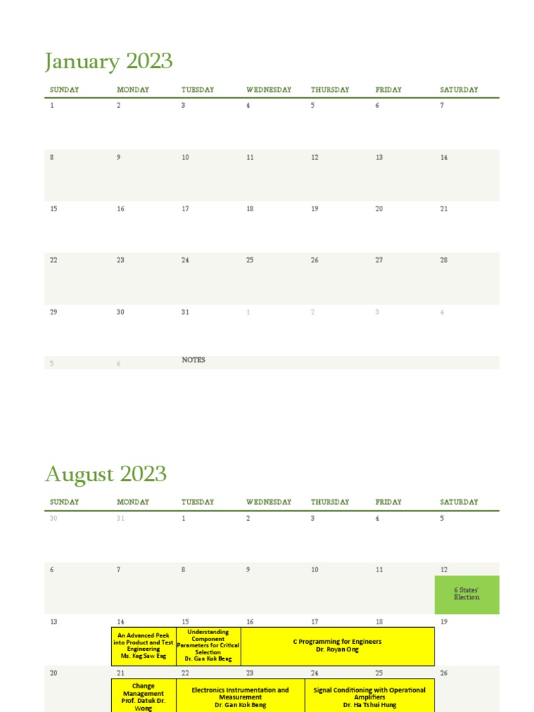 Calendar (Intake 2 - Product & Test Engineering) | PDF | Electricity ...